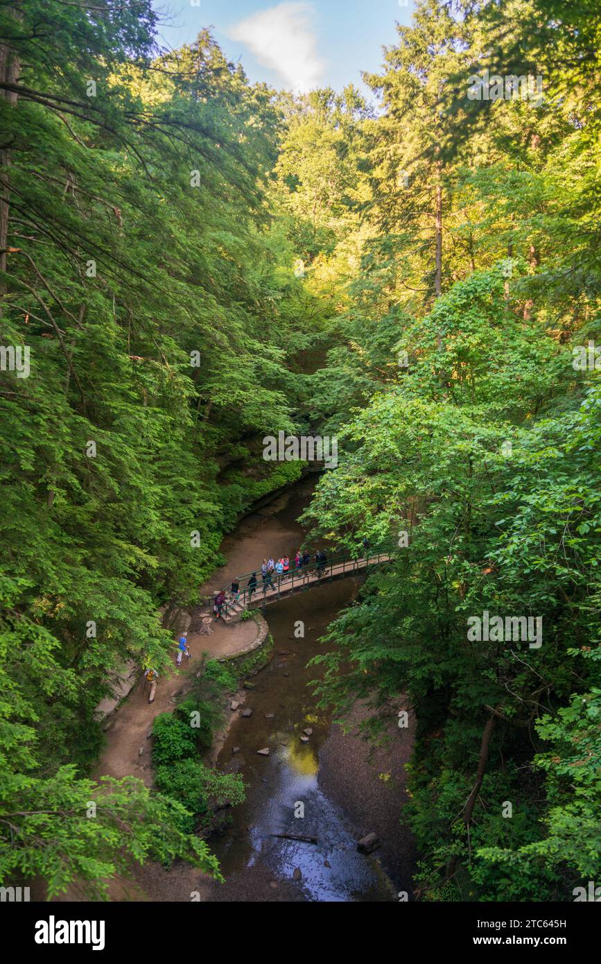 Foot Bridge and River at The Hocking Hills State Park in the Hocking ...
