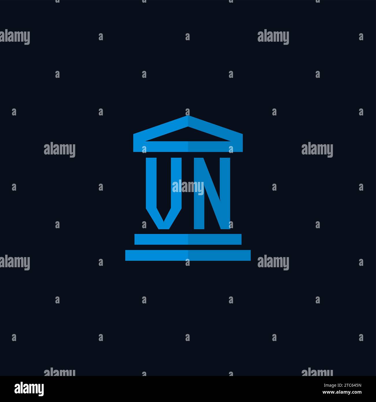 VN initial logo monogram with simple courthouse building icon design ...