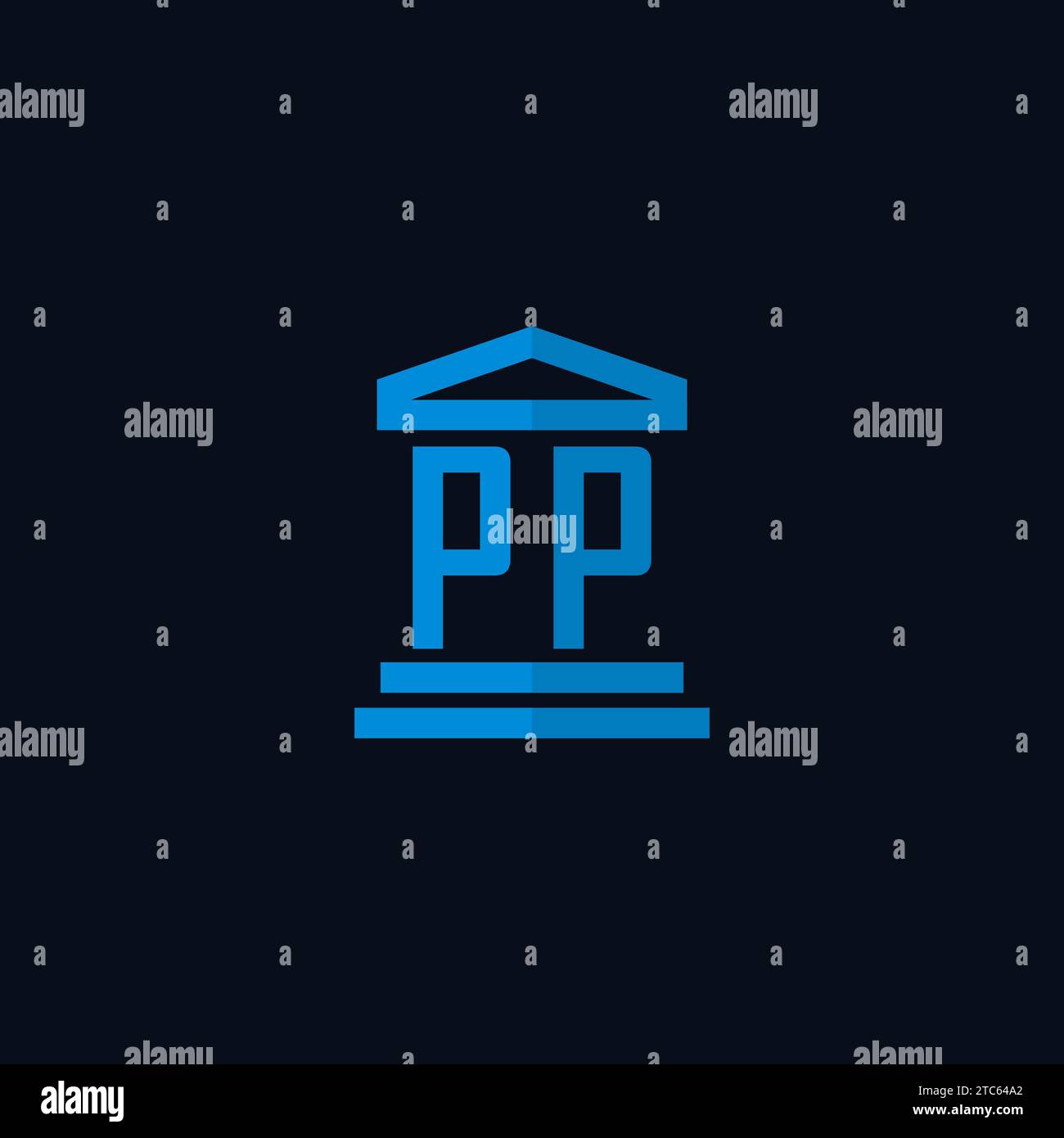 PP initial logo monogram with simple courthouse building icon design ...
