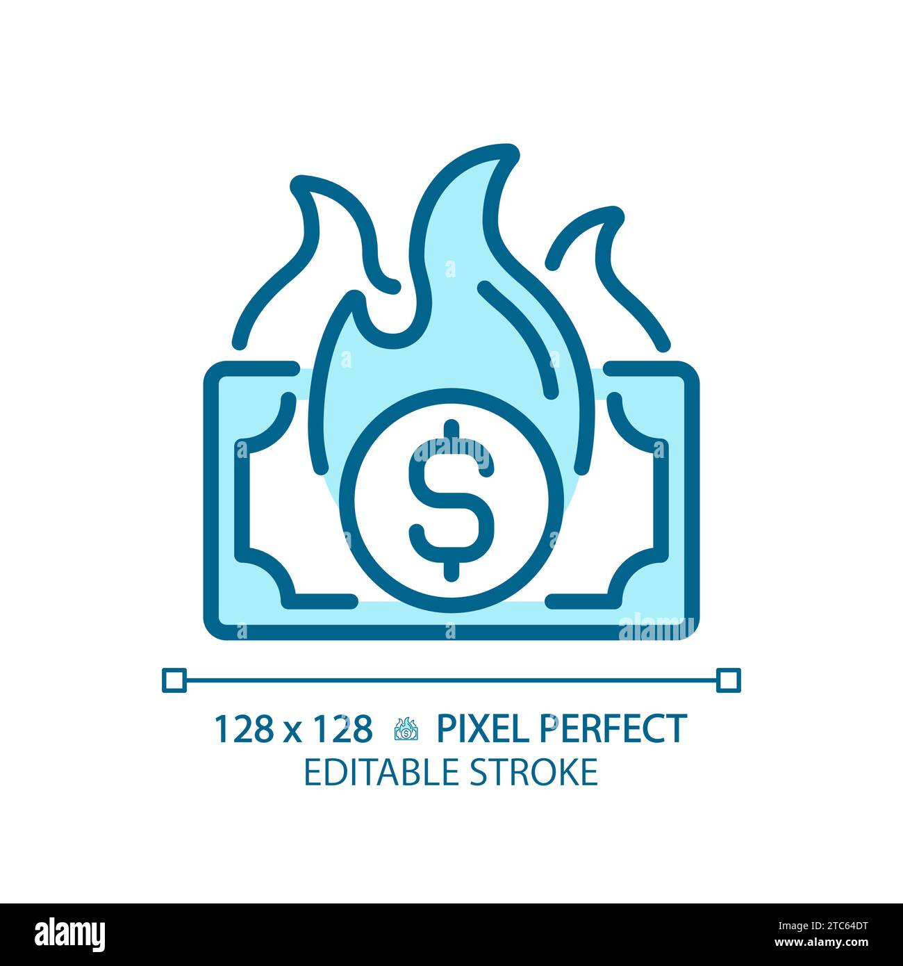 2D thin linear pixel perfect simple blue inflation icon Stock Vector ...