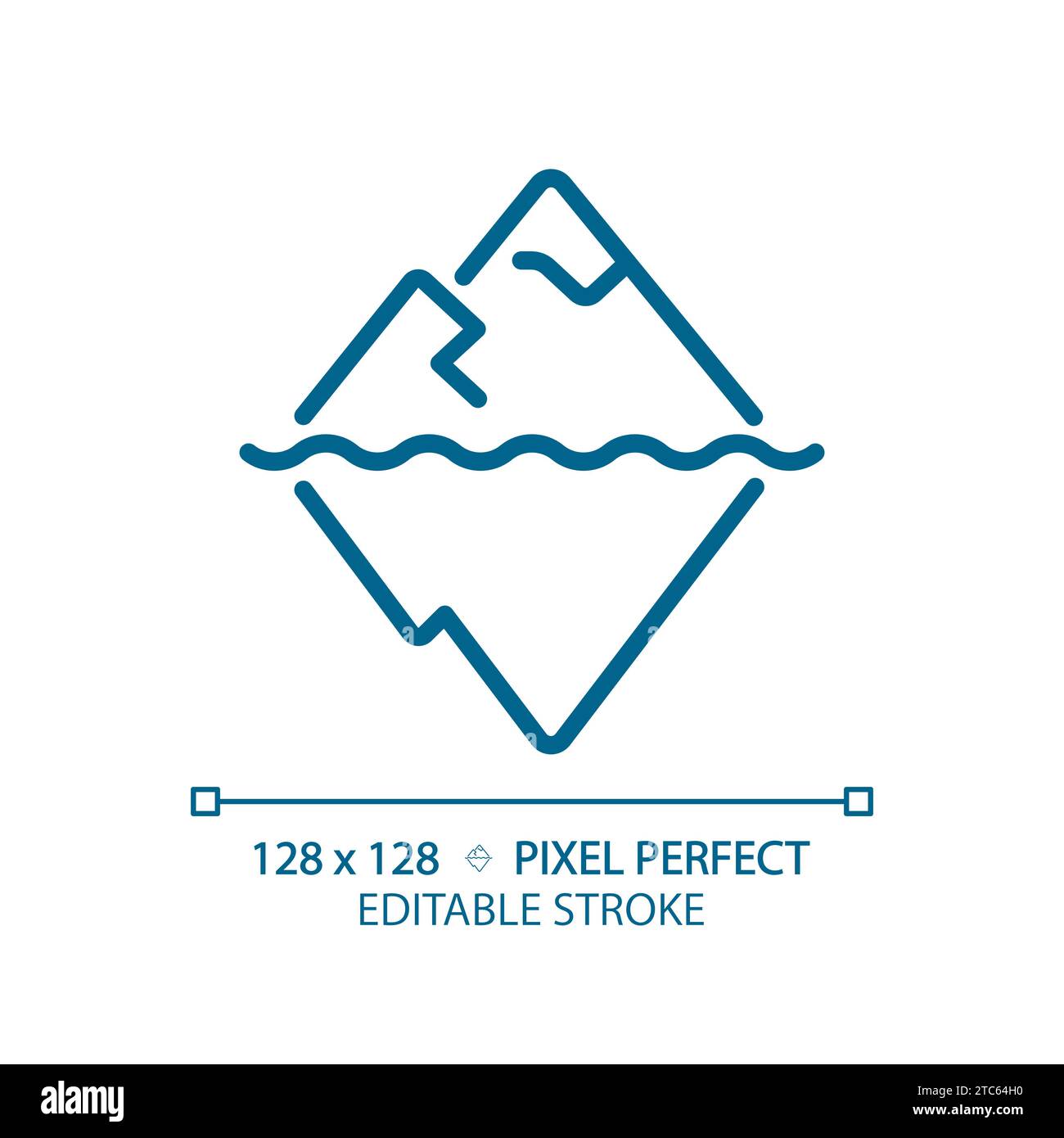 2D thin linear pixel perfect simple blue iceberg icon Stock Vector ...