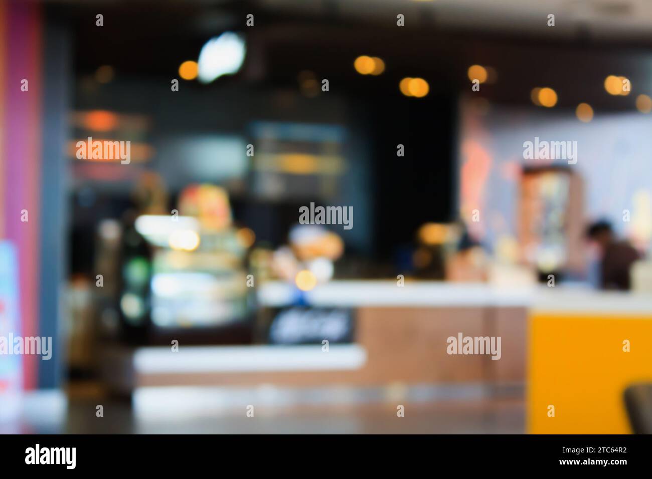 Coffee shop blur background with bokeh Stock Photo - Alamy