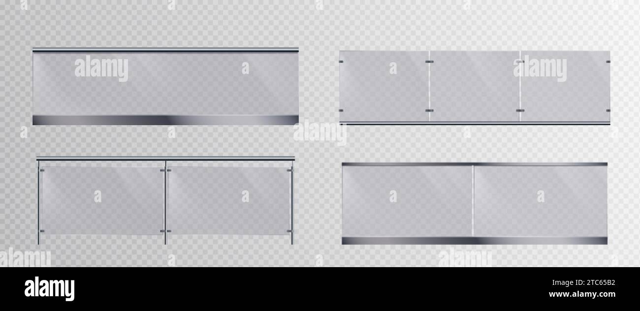 Balcony or stairway glass banister with plexiglass panel and metal ...