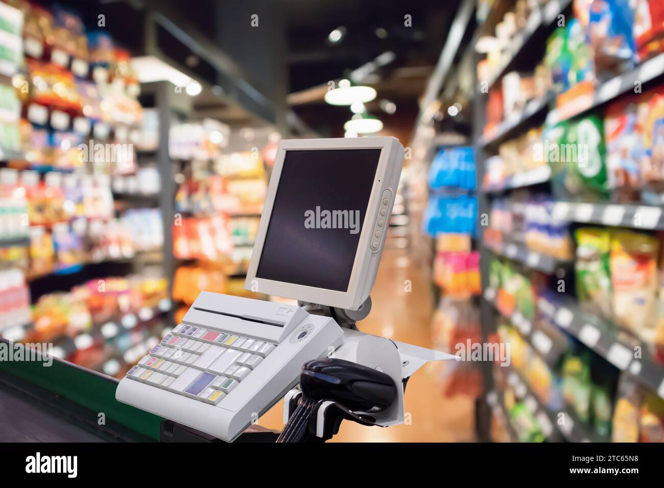 supermarket or grocery store checkout payment terminal Stock Photo - Alamy