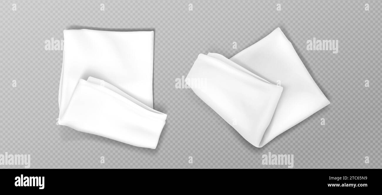 Folded white kitchen towels set isolated on transparent background ...
