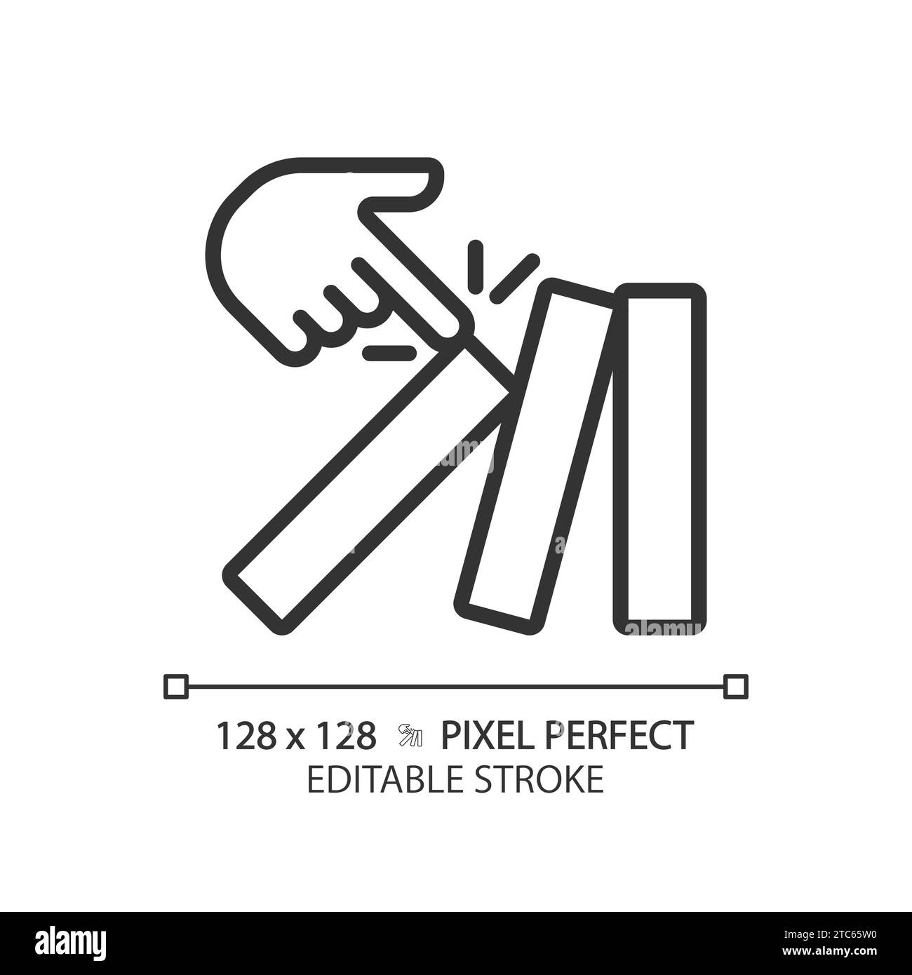 2D thin linear pixel perfect black tumbling dominoes icon Stock Vector ...