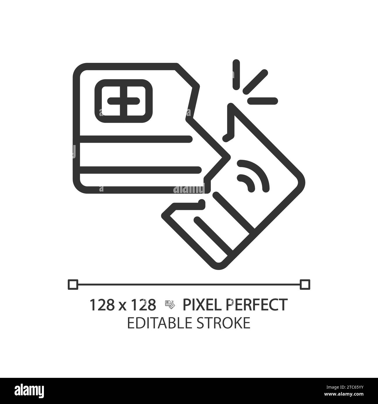 2D thin linear pixel perfect simple black credit crunch icon Stock ...