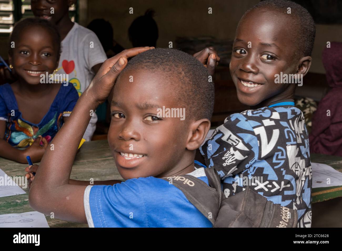 Children at school in the town of Sipo in the Sine and Saloum river ...