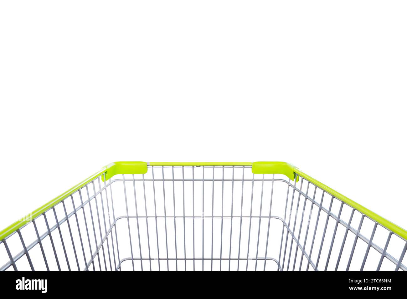green shopping cart isolated on white background with clipping path ...