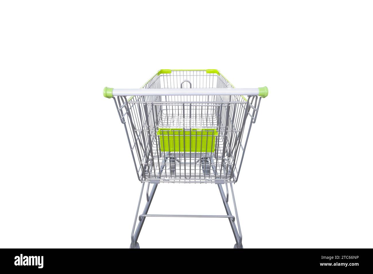 green shopping cart isolated on white background with clipping path ...