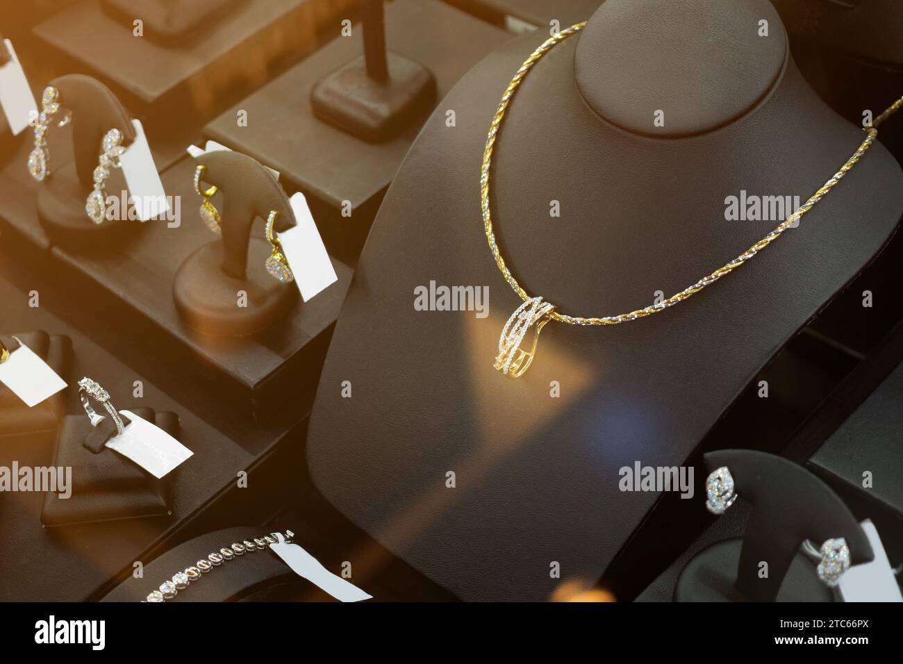 jewelry diamond gold shop with rings and necklaces luxury retail store ...