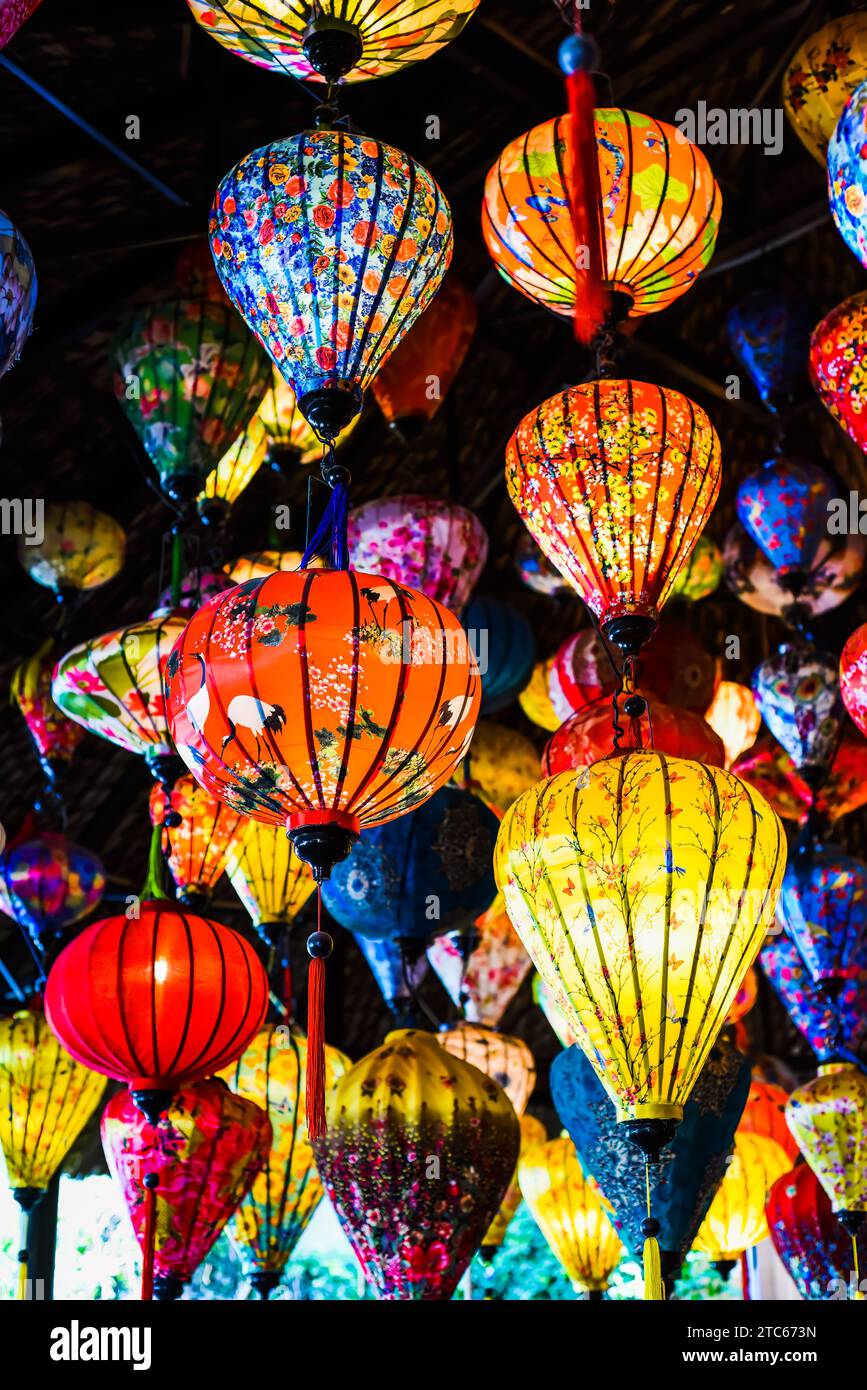 Many colorful lanterns hanging in Vietnam for Tet Lunar New Year Stock ...