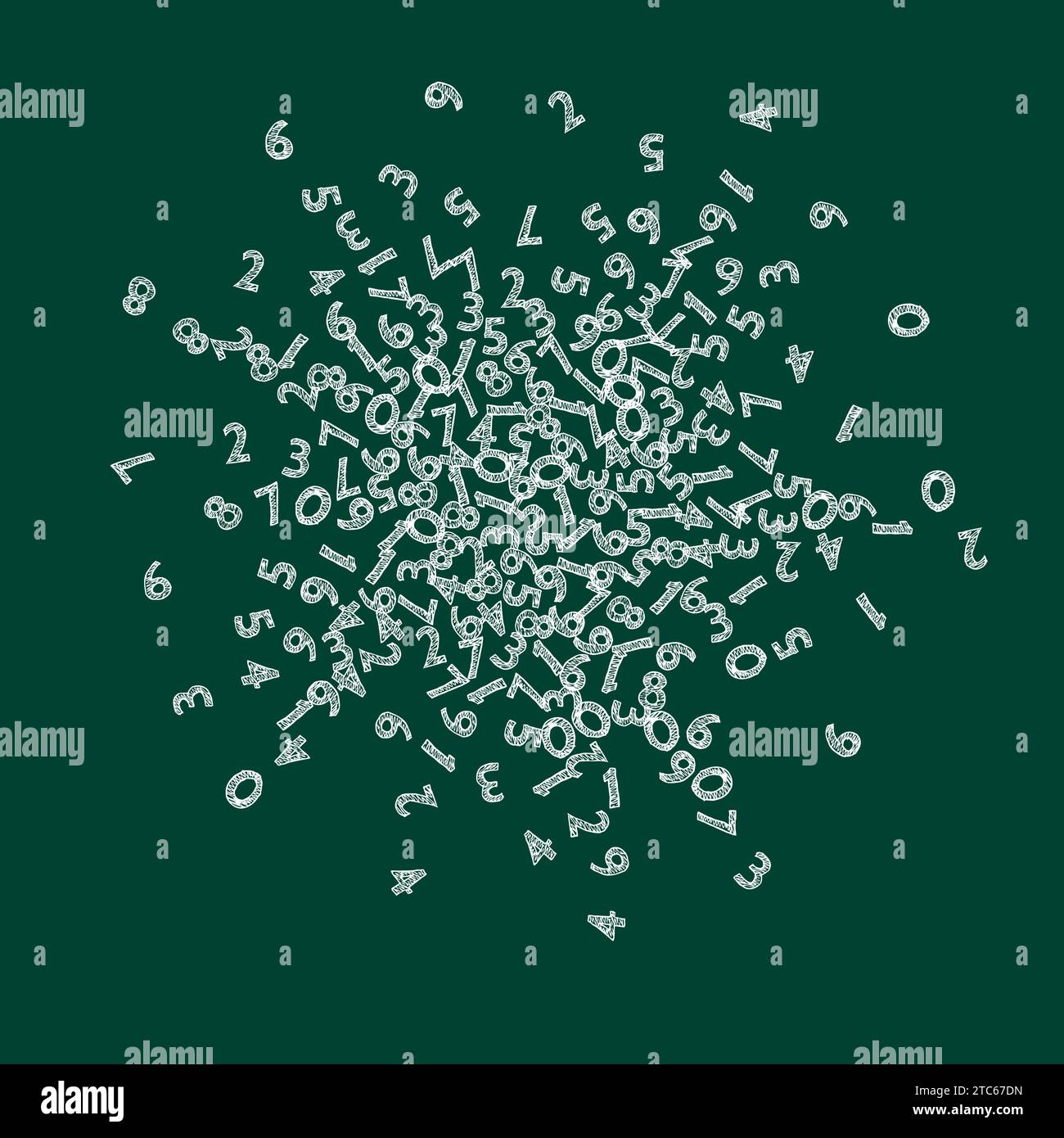 Falling handdrawn chalk numbers. Math study concept with flying digits ...