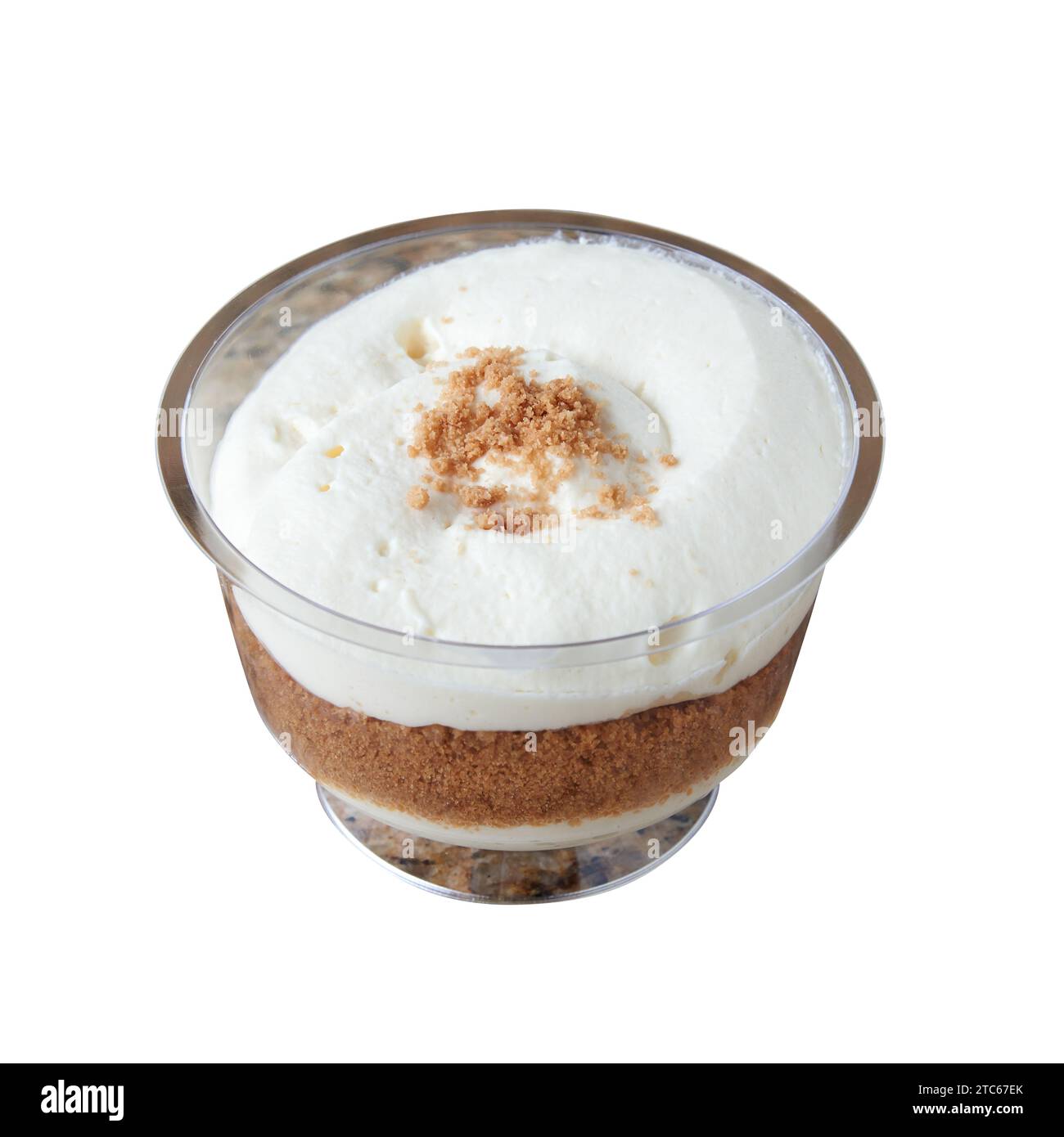 tiramisu Speculoos in plastic pachage isolated on white, view from ...