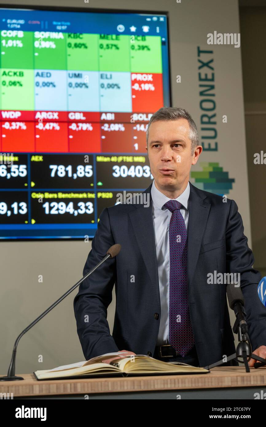 Brussels, Belgium. 11th Dec, 2023. NYSE Euronext Brussels CEO Benoit van den Hove is pictured at ...
