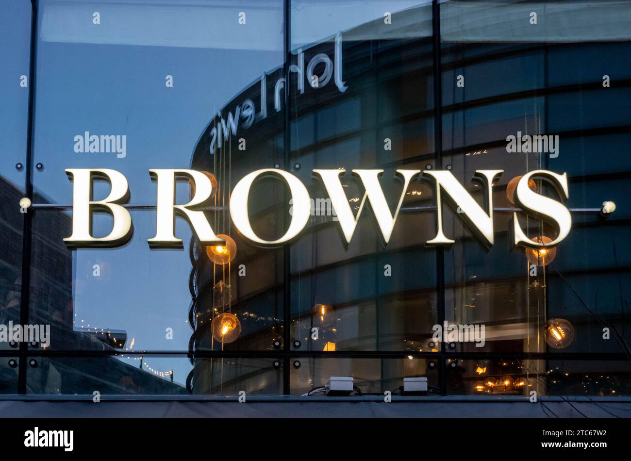 Browns restaurant sign in window Stock Photo - Alamy