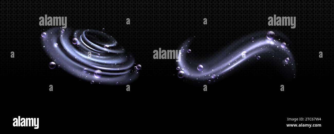 Set of water swirls with bubbles isolated on transparent background ...