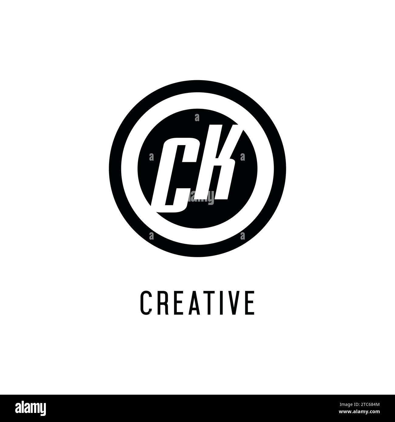 Initial CK logo concentric circle line, clean and simple monogram logo style vector graphic ...