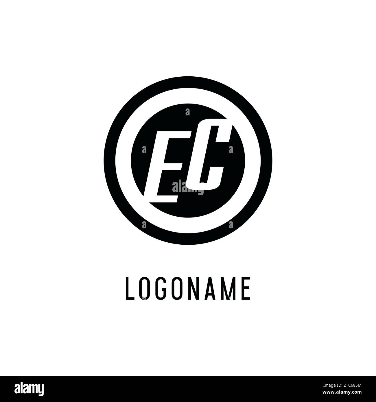 Initial EC logo concentric circle line, clean and simple monogram logo ...