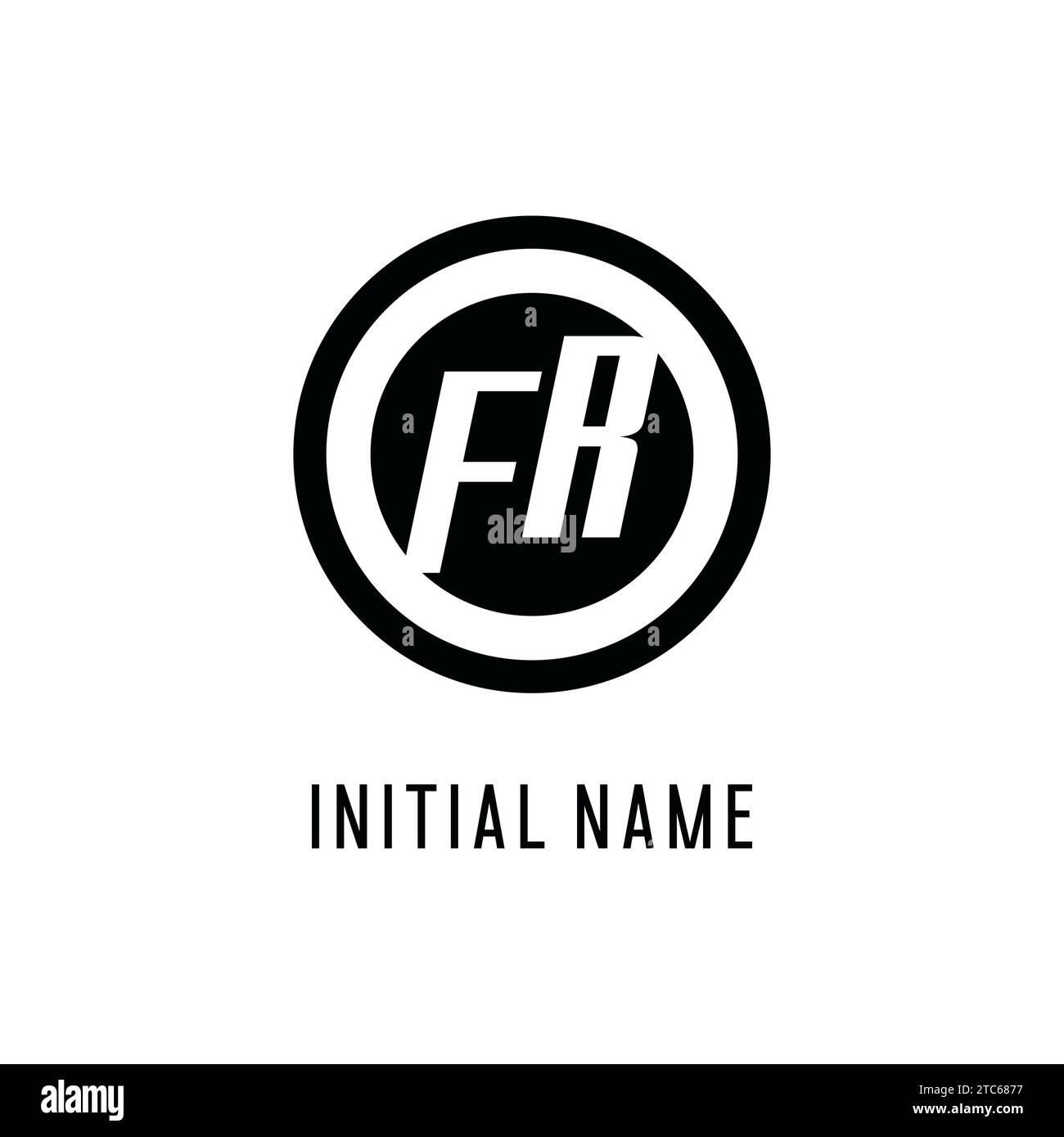 Initial FR logo concentric circle line, clean and simple monogram logo ...