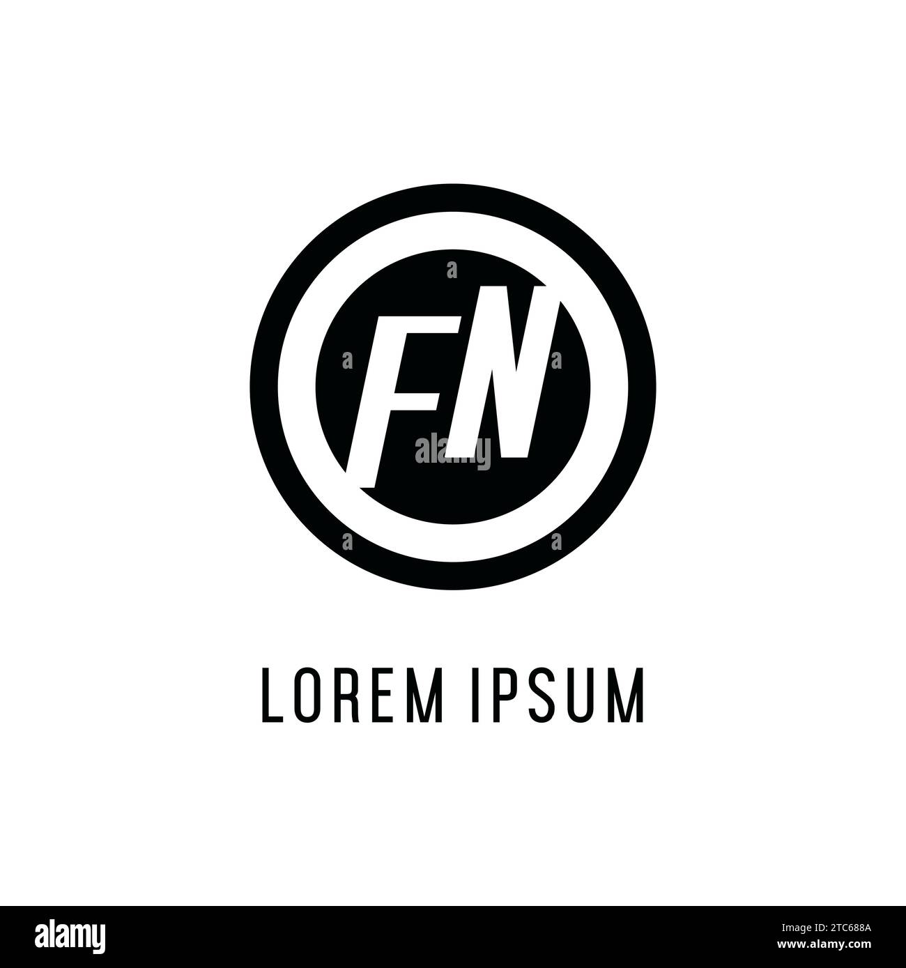 Initial FN logo concentric circle line, clean and simple monogram logo ...