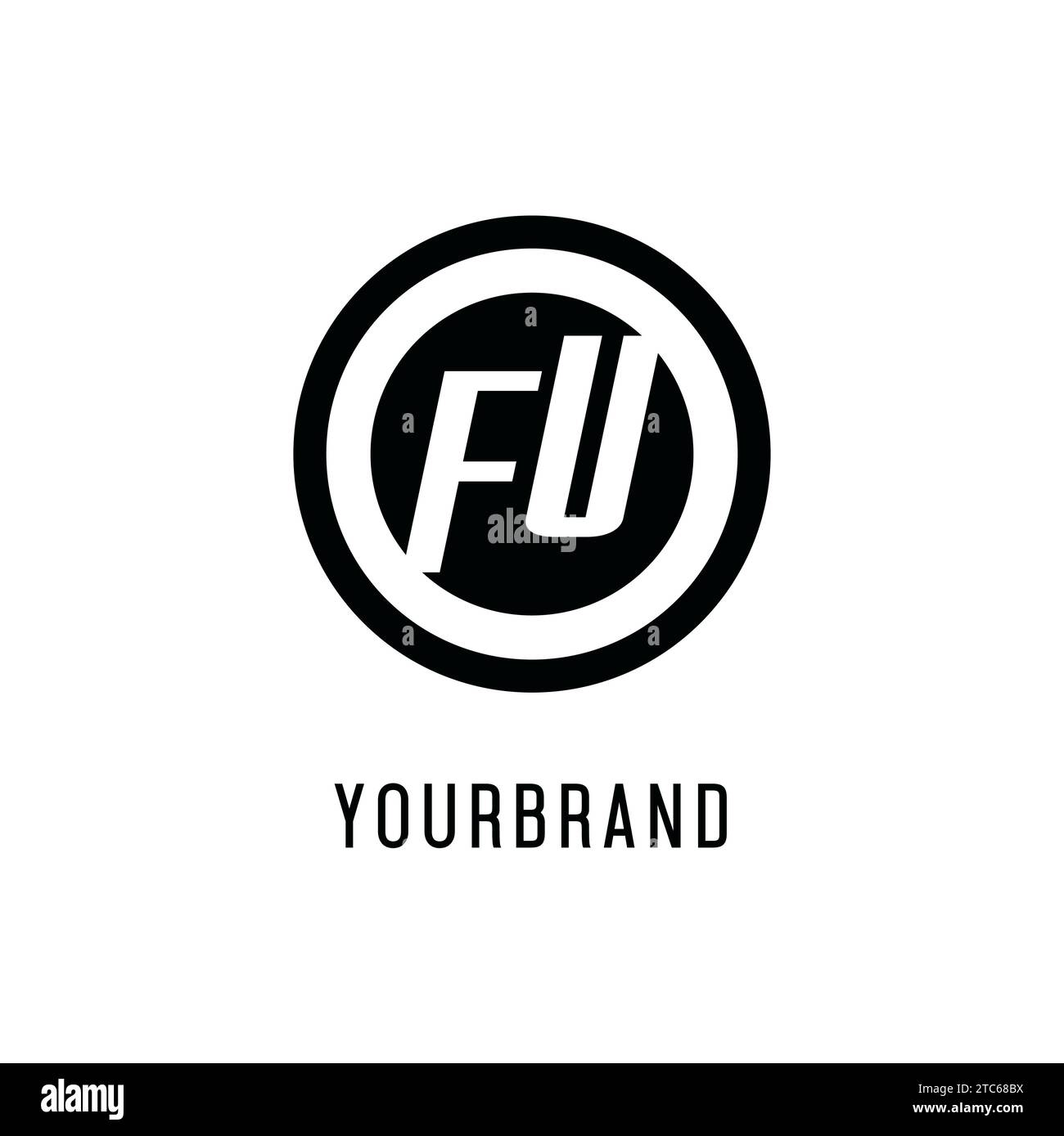 Initial FU logo concentric circle line, clean and simple monogram logo ...