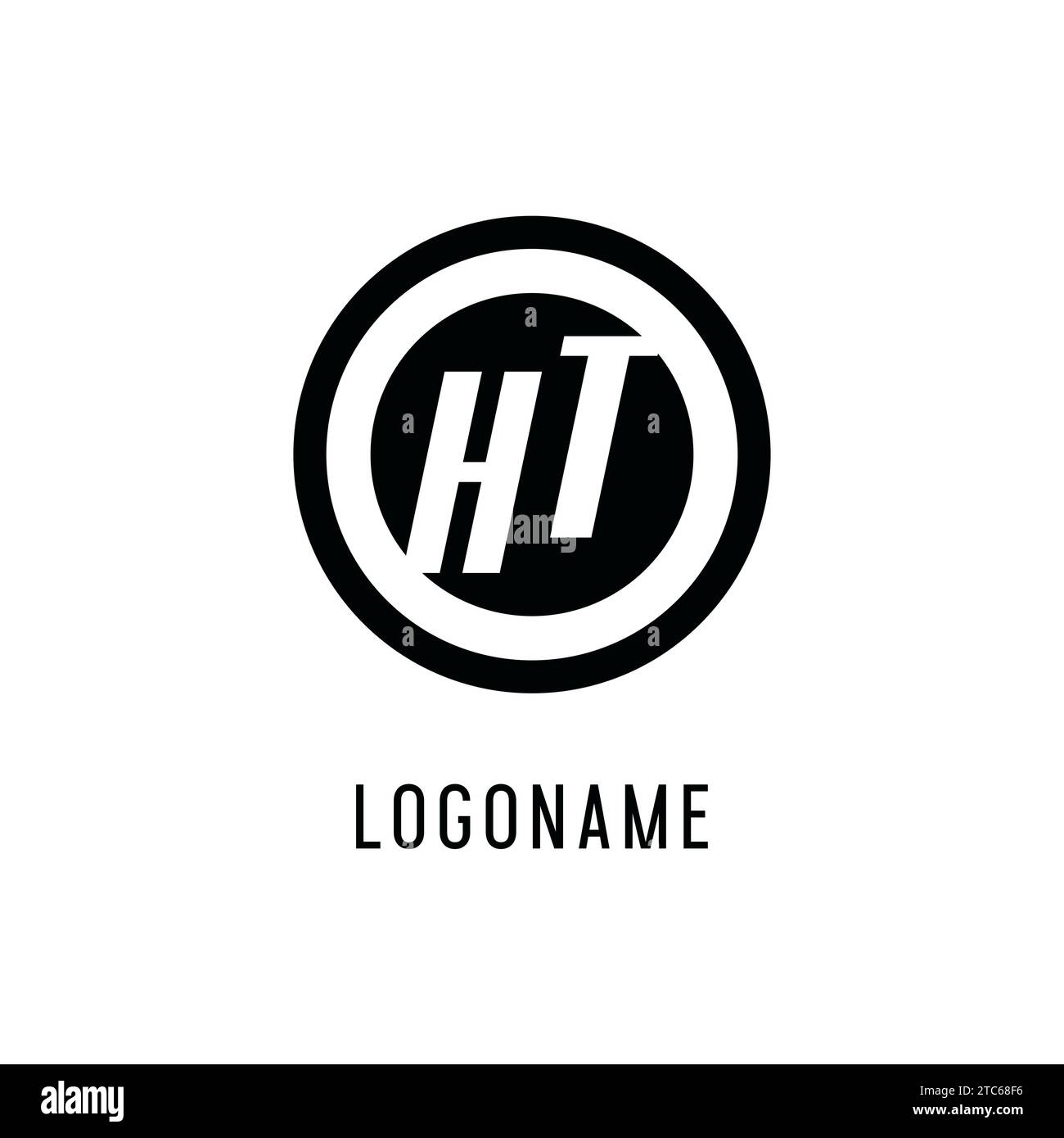 Initial HT logo concentric circle line, clean and simple monogram logo style vector graphic ...