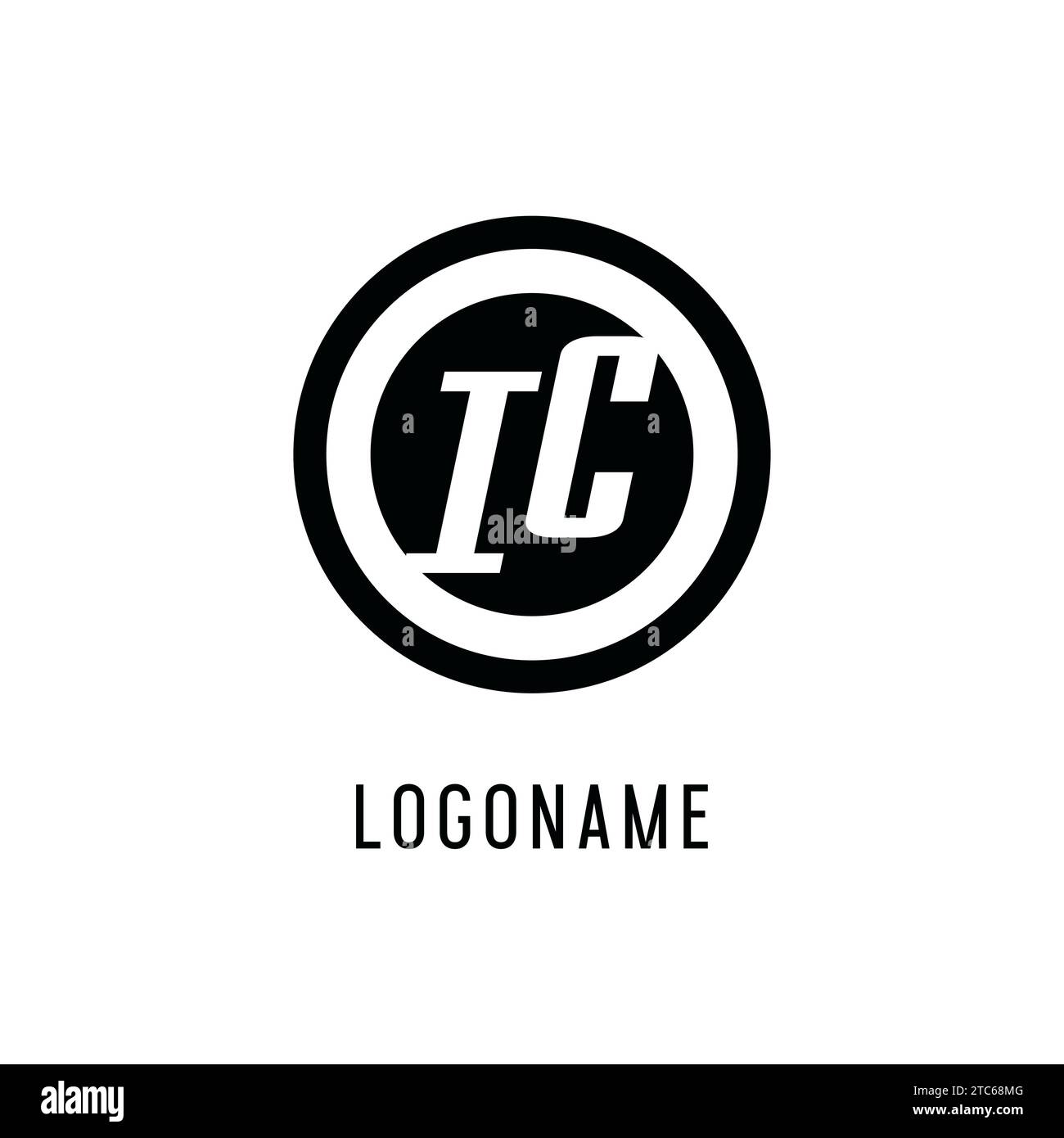 Initial IC logo concentric circle line, clean and simple monogram logo ...
