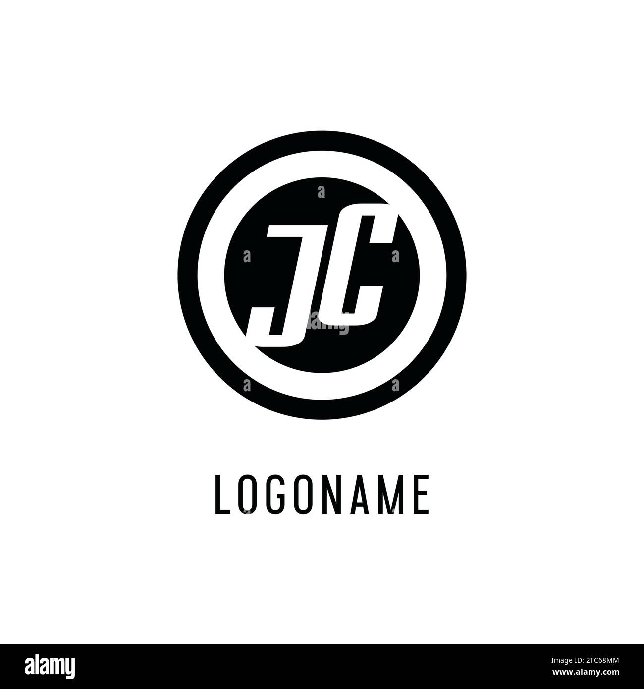 Initial JC logo concentric circle line, clean and simple monogram logo style vector graphic ...