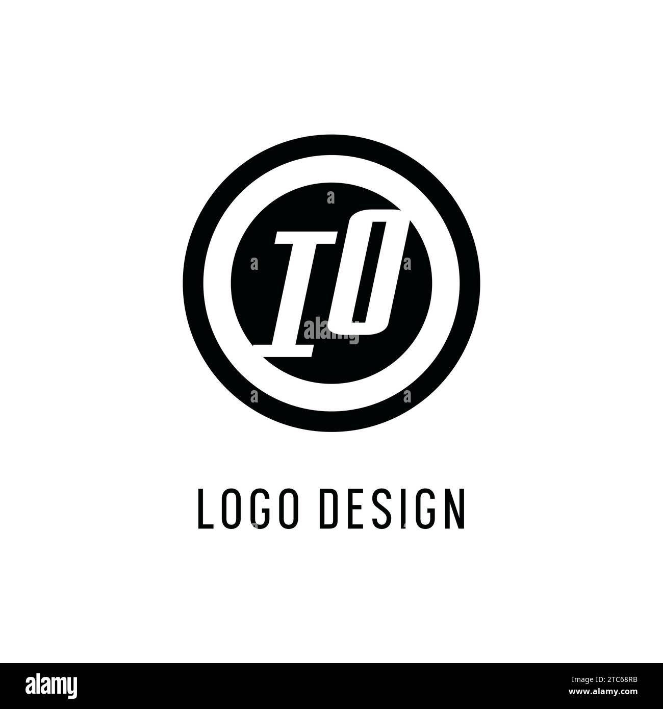 Initial IO logo concentric circle line, clean and simple monogram logo ...