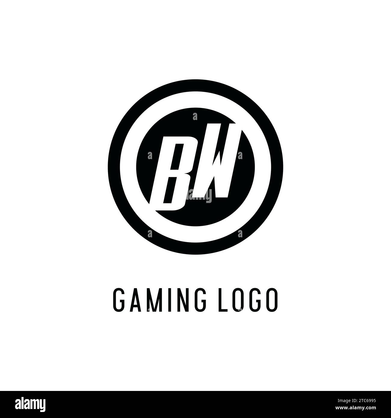 Initial BW logo concentric circle line, clean and simple monogram logo ...