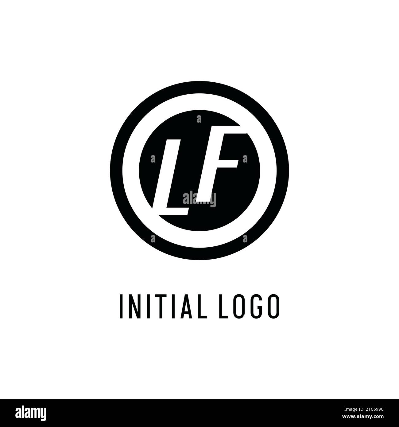 Initial LF logo concentric circle line, clean and simple monogram logo style vector graphic ...