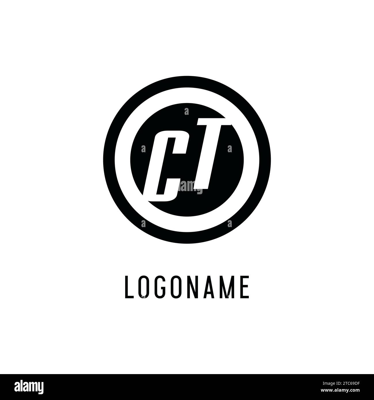 Initial CT logo concentric circle line, clean and simple monogram logo ...
