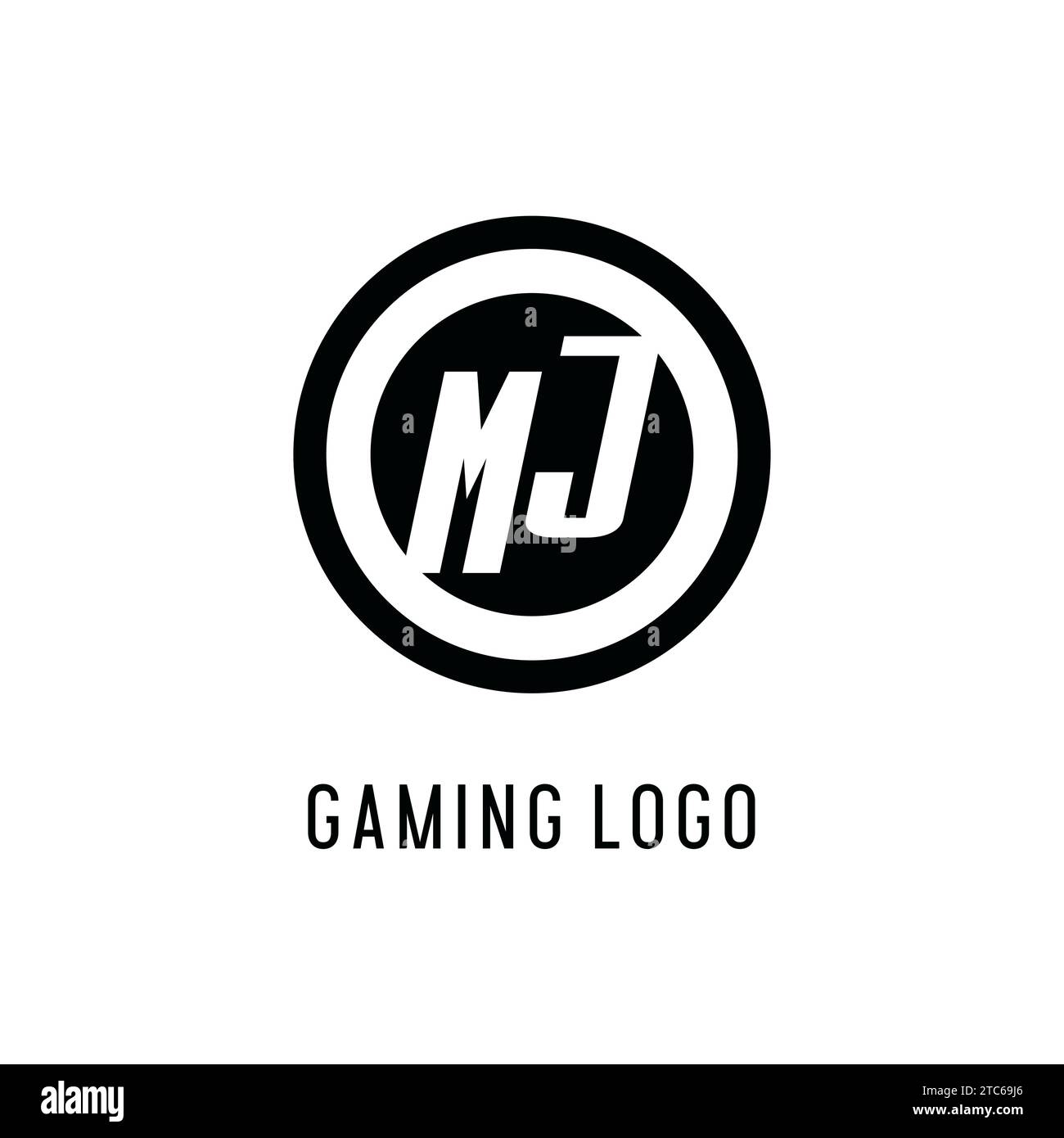 Initial MJ logo concentric circle line, clean and simple monogram logo ...