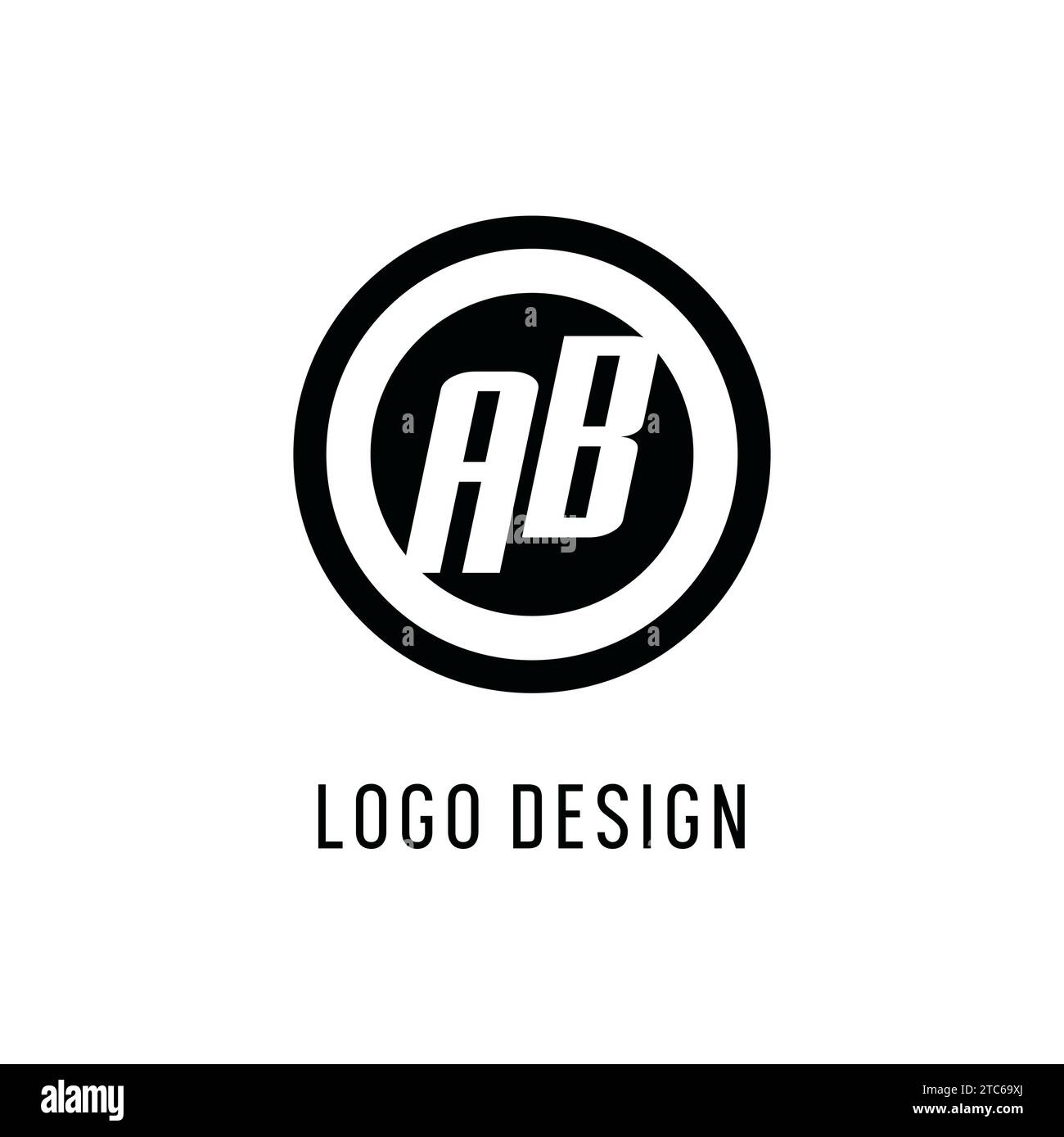 Initial AB logo concentric circle line, clean and simple monogram logo ...