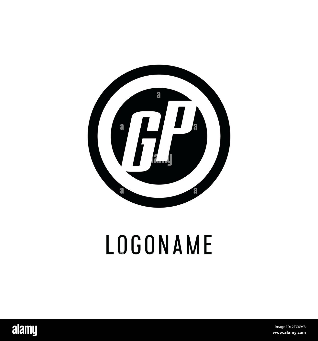 Initial GP logo concentric circle line, clean and simple monogram logo style vector graphic ...