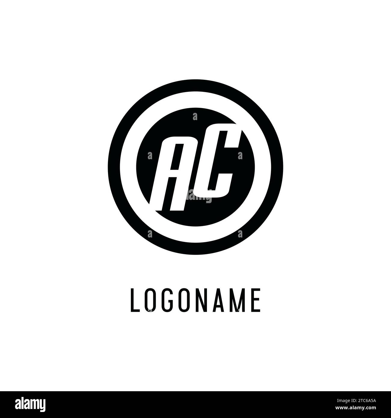 Initial AC logo concentric circle line, clean and simple monogram logo style vector graphic ...