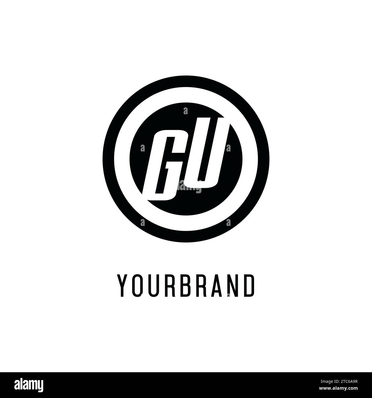 Initial GU logo concentric circle line, clean and simple monogram logo ...