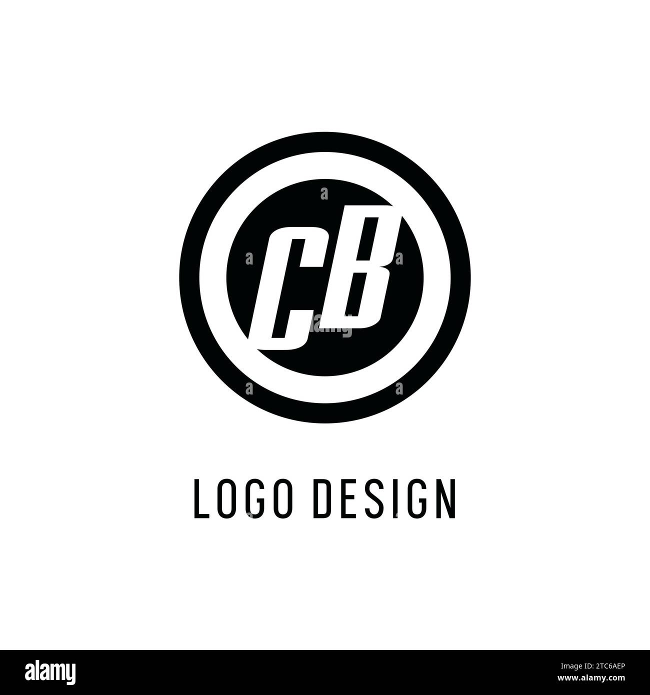 Initial CB logo concentric circle line, clean and simple monogram logo style vector graphic ...