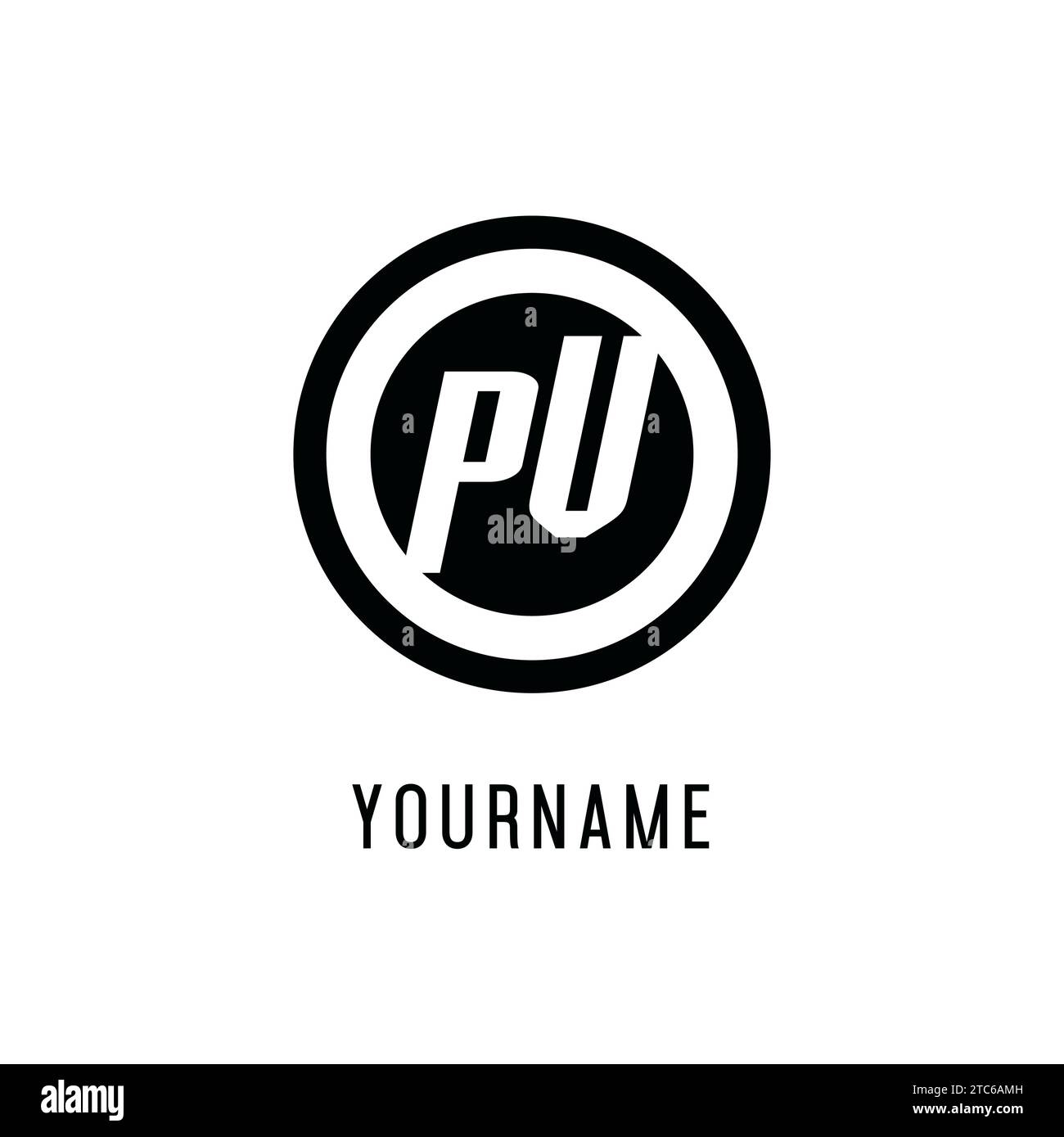 Initial PV logo concentric circle line, clean and simple monogram logo style vector graphic ...