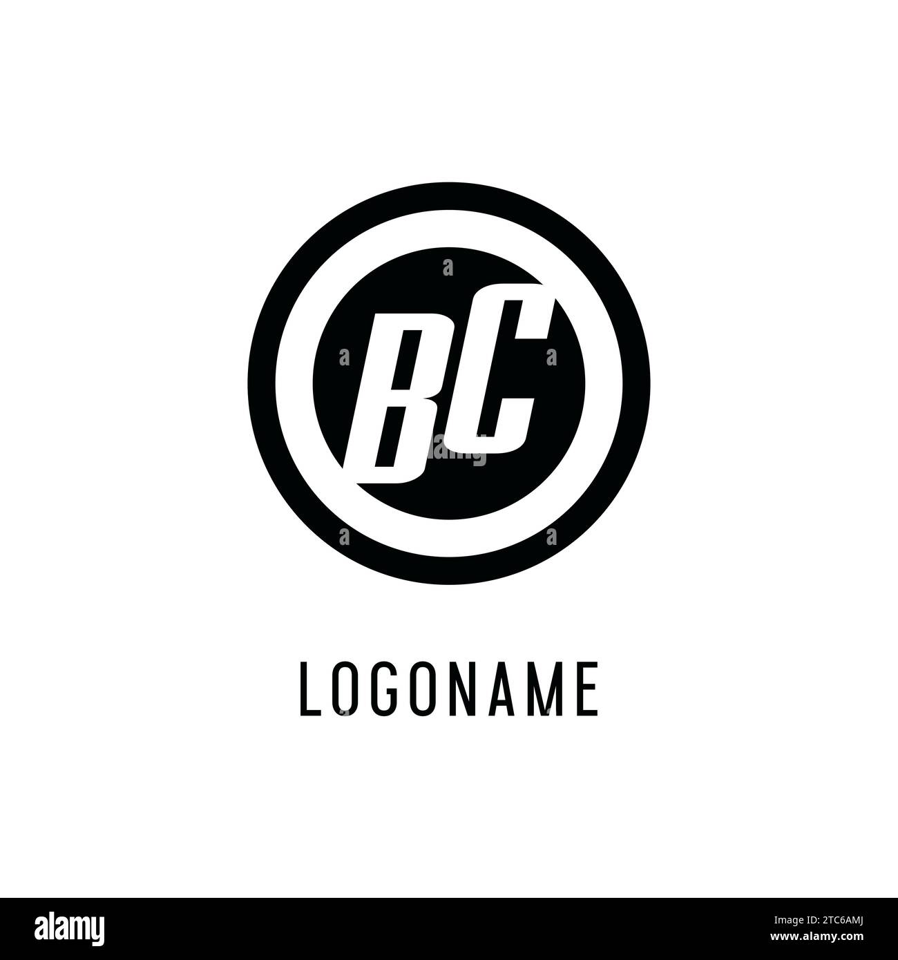 Initial BC logo concentric circle line, clean and simple monogram logo ...