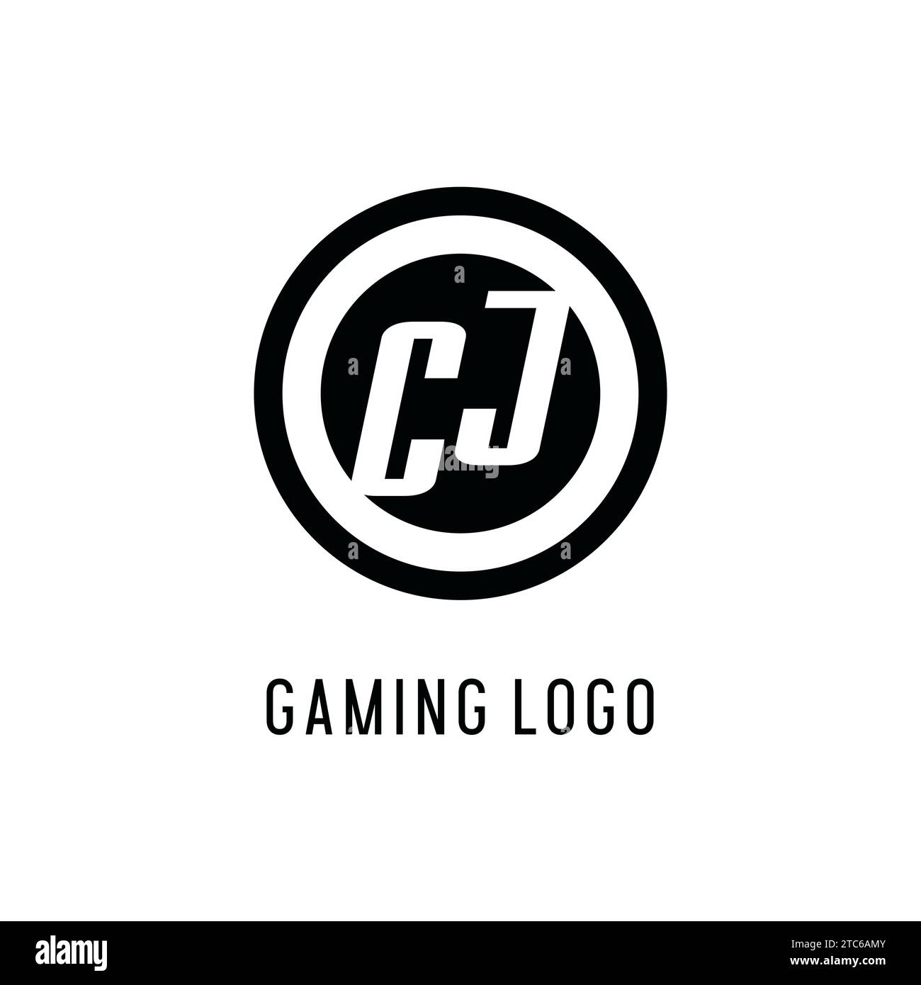 Initial CJ logo concentric circle line, clean and simple monogram logo ...