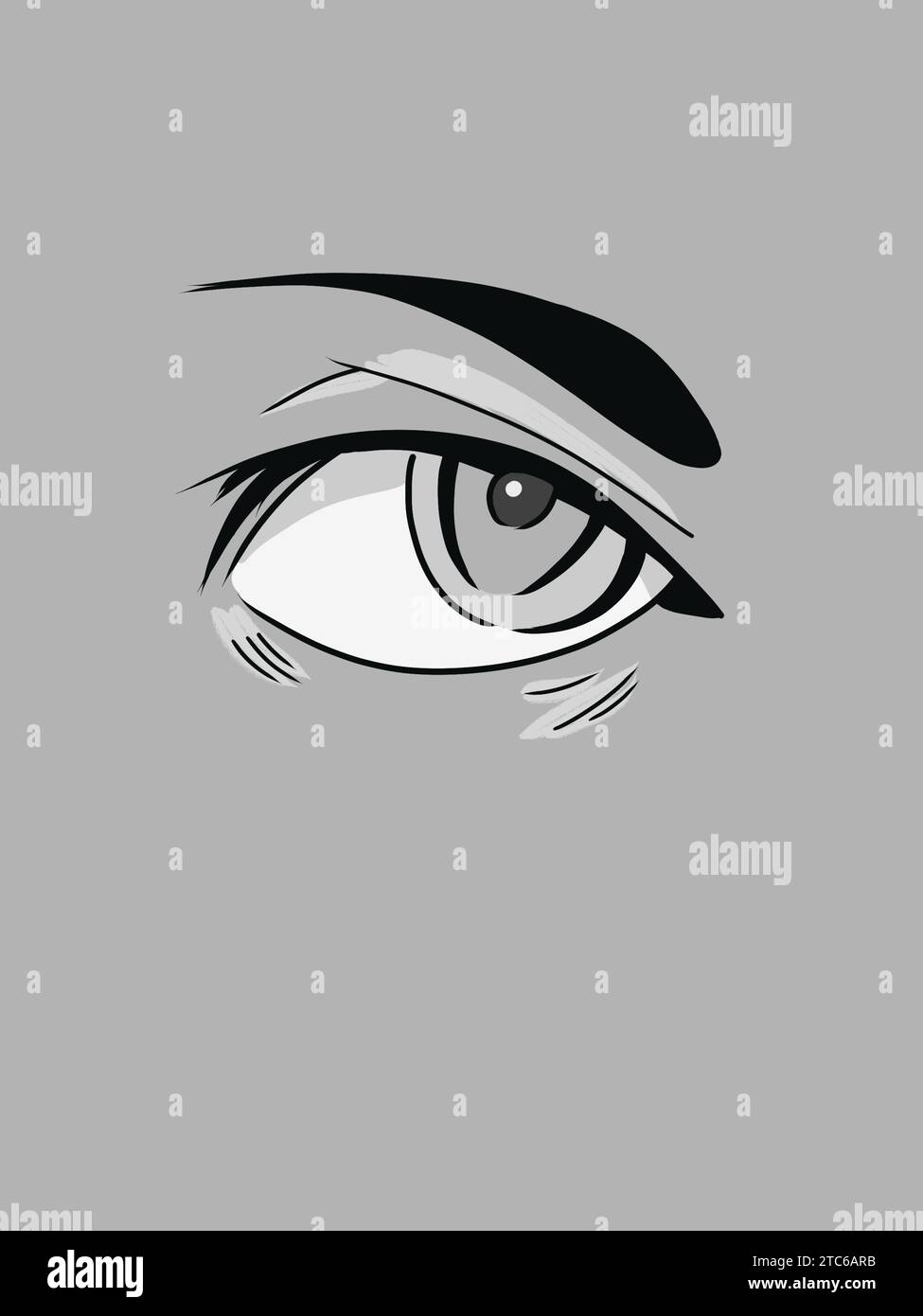 Human eye digital pencil drawing. Black white illustration for design ...