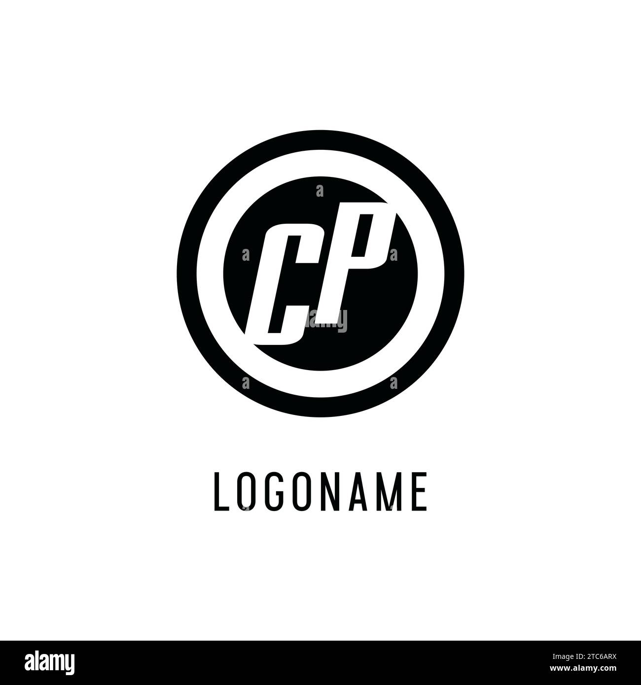 Initial CP logo concentric circle line, clean and simple monogram logo style vector graphic ...