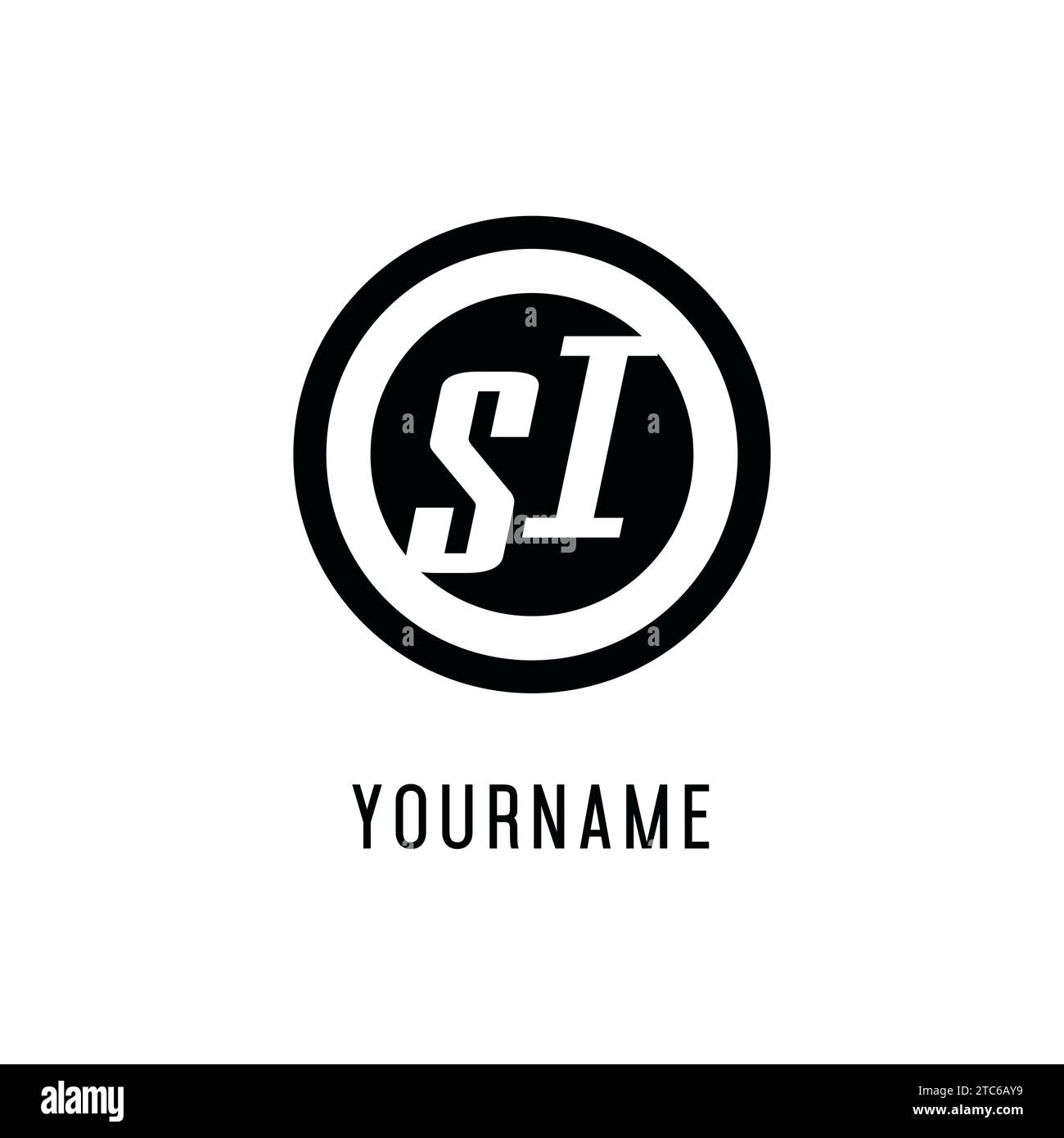 Initial SI logo concentric circle line, clean and simple monogram logo ...