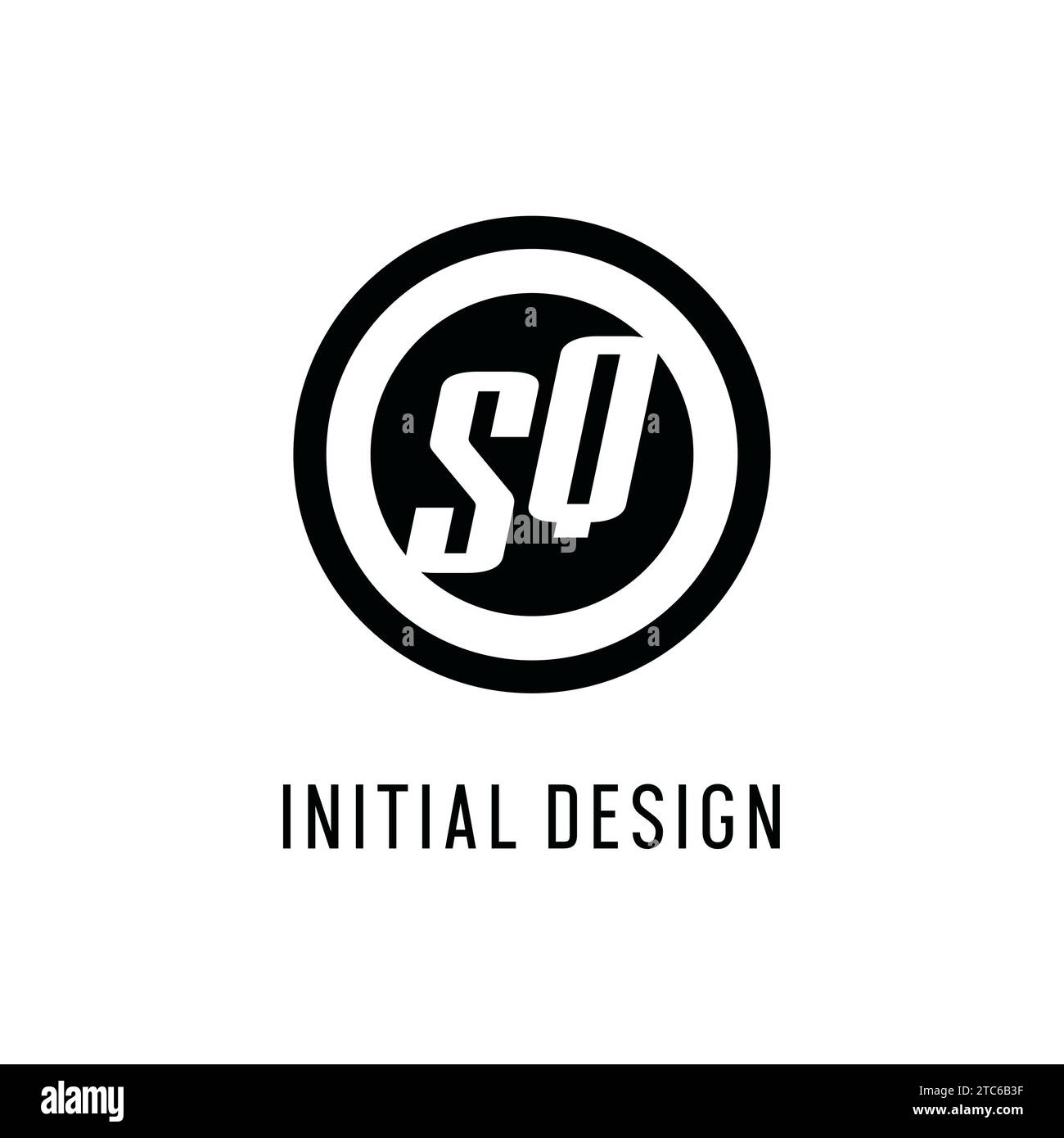 Initial SQ logo concentric circle line, clean and simple monogram logo ...