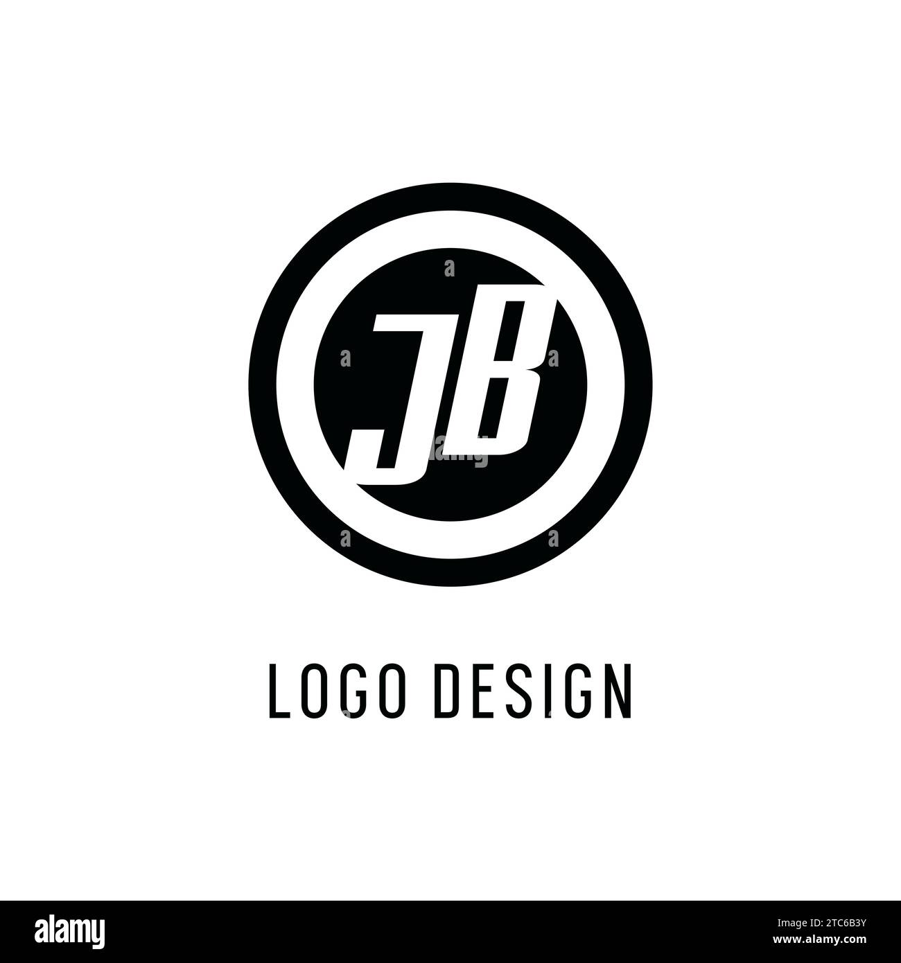 Initial JB logo concentric circle line, clean and simple monogram logo style vector graphic ...