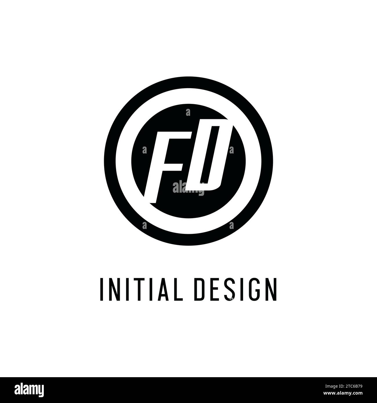 Initial FD logo concentric circle line, clean and simple monogram logo ...