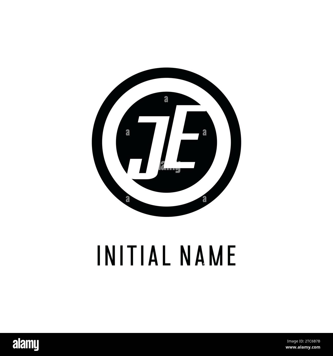 Initial JE logo concentric circle line, clean and simple monogram logo style vector graphic ...