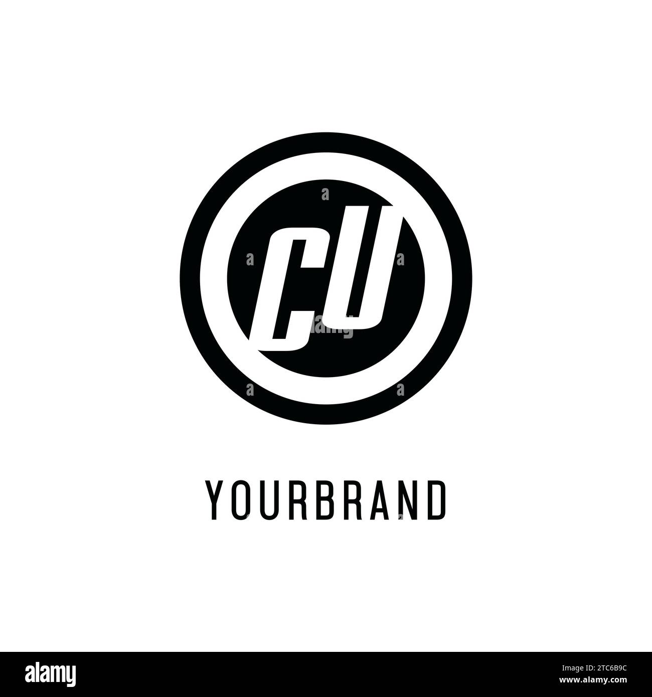 Initial CU logo concentric circle line, clean and simple monogram logo ...
